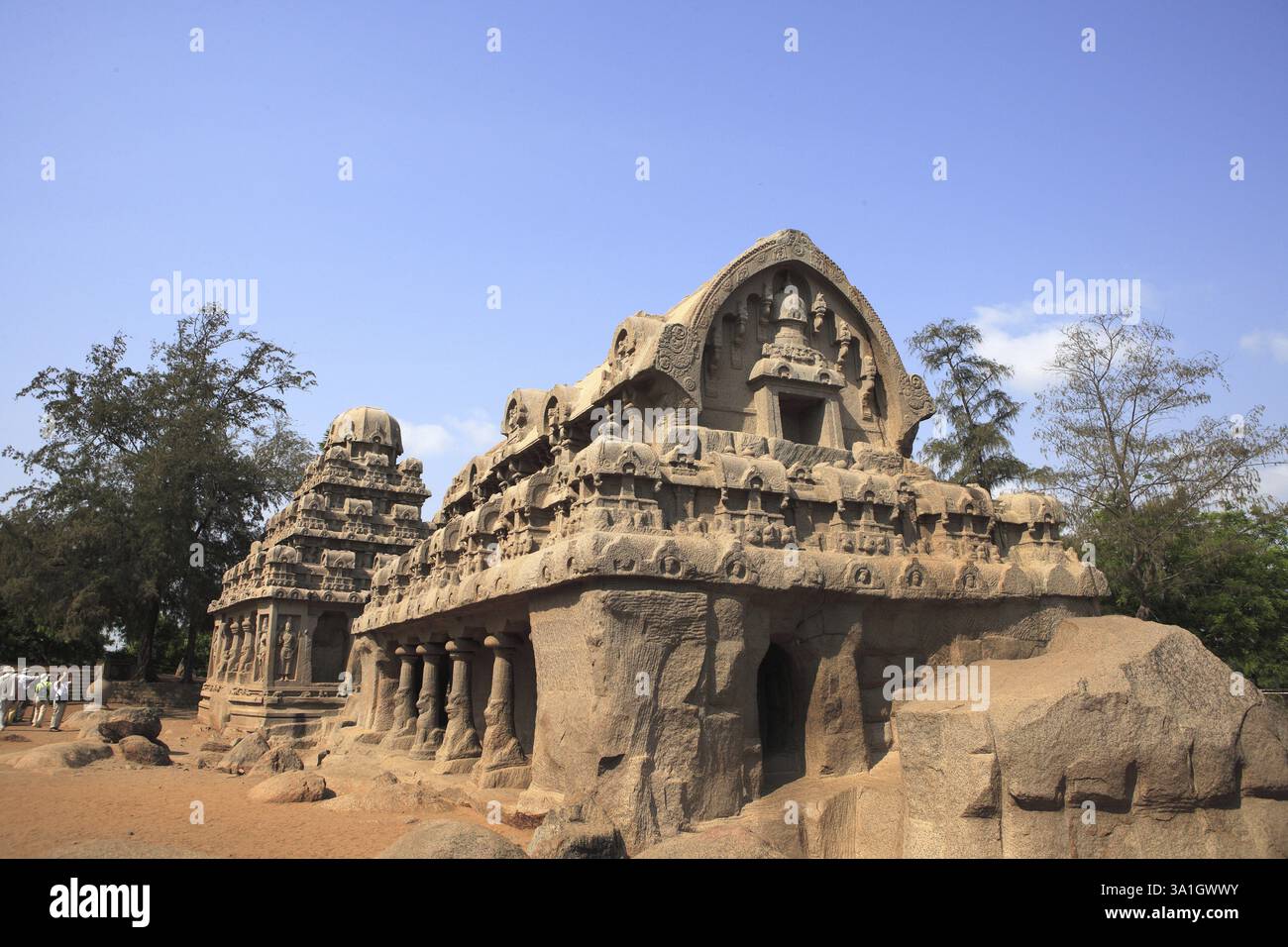 Pancha Rathas in front Bhima Ratha and background of Dharmaraja Ratha ...