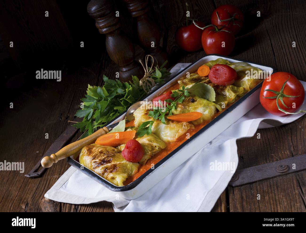 Golabki - polish cabbage rolls in tomato sauce Stock Photo - Alamy