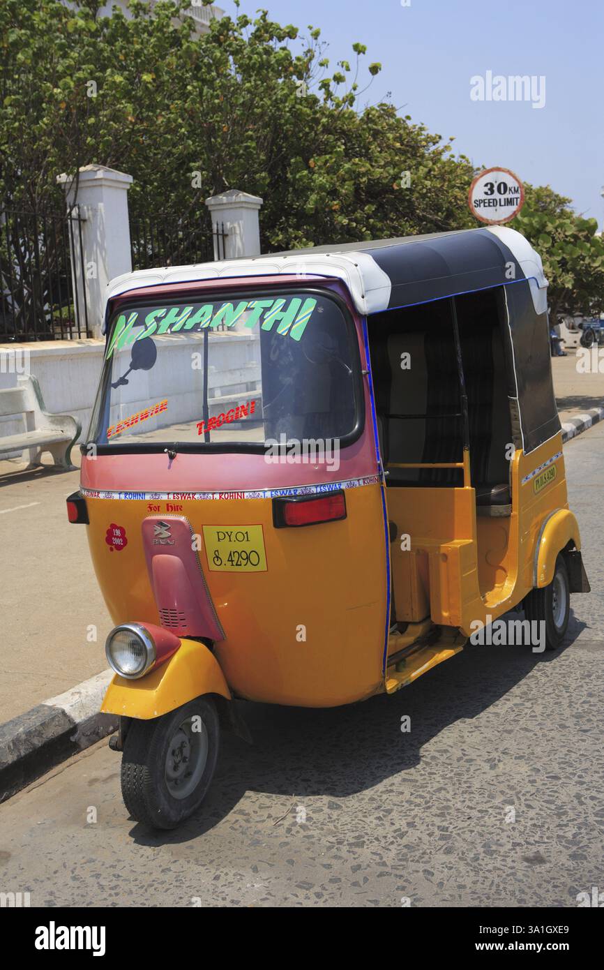 Auto rickshaw standing, Pondicherry, India Union Territory Stock Photo ...