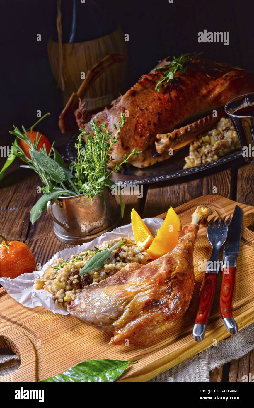 Fried crispy roasted duck legs Stock Photo - Alamy