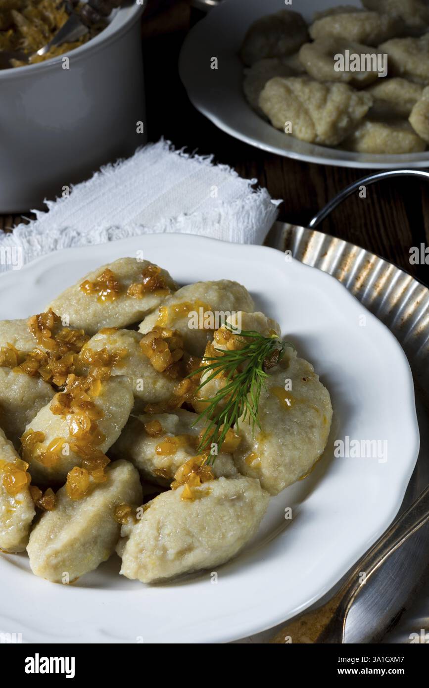 Silesian grey potato dumplings Stock Photo - Alamy