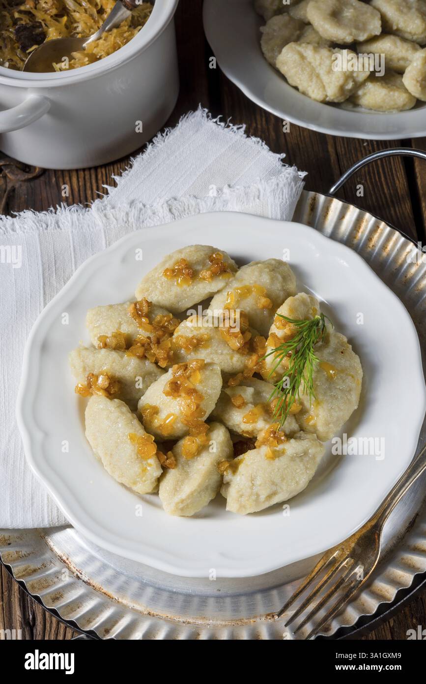Silesian grey potato dumplings Stock Photo - Alamy