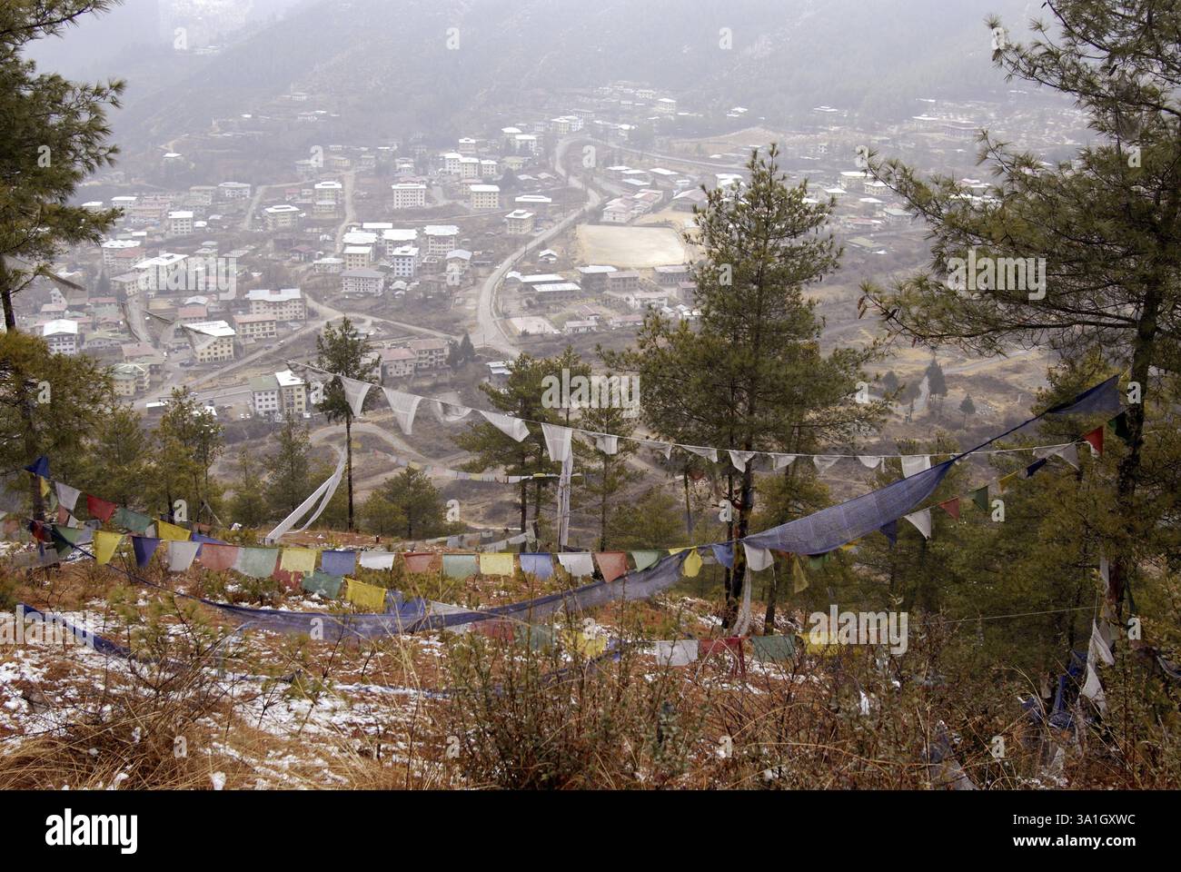 Snow fall over Capital city Thimpu Royal Govt of Bhutan Stock Photo - Alamy