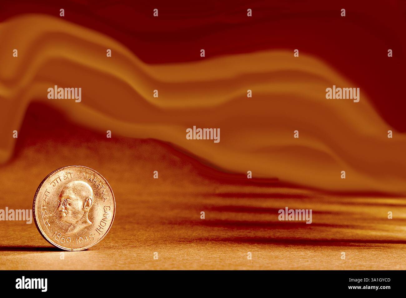 One single Indian currency one rupees coin and artistic background ...