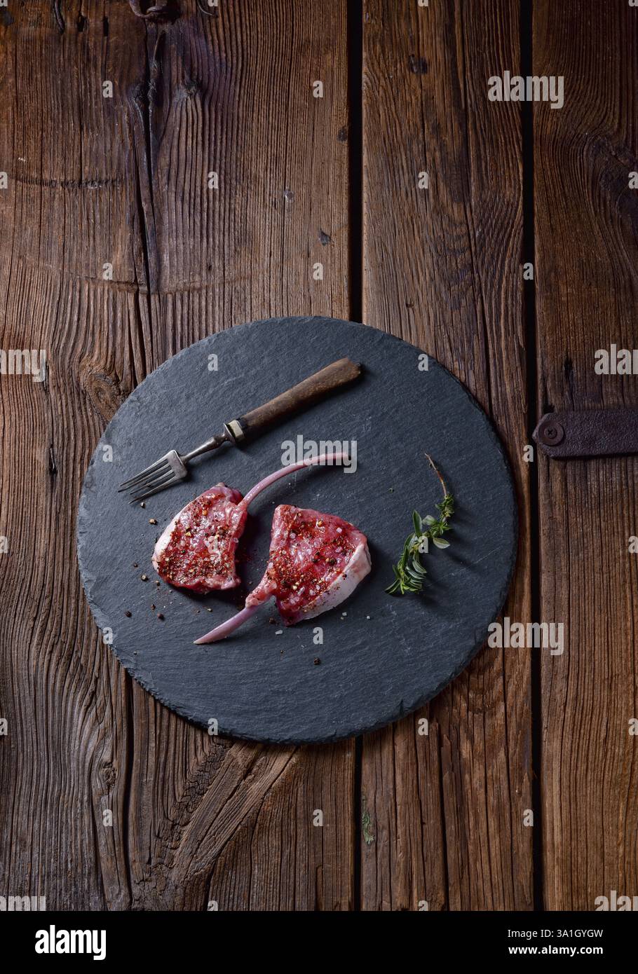 Raw cut rack of lamb Stock Photo - Alamy
