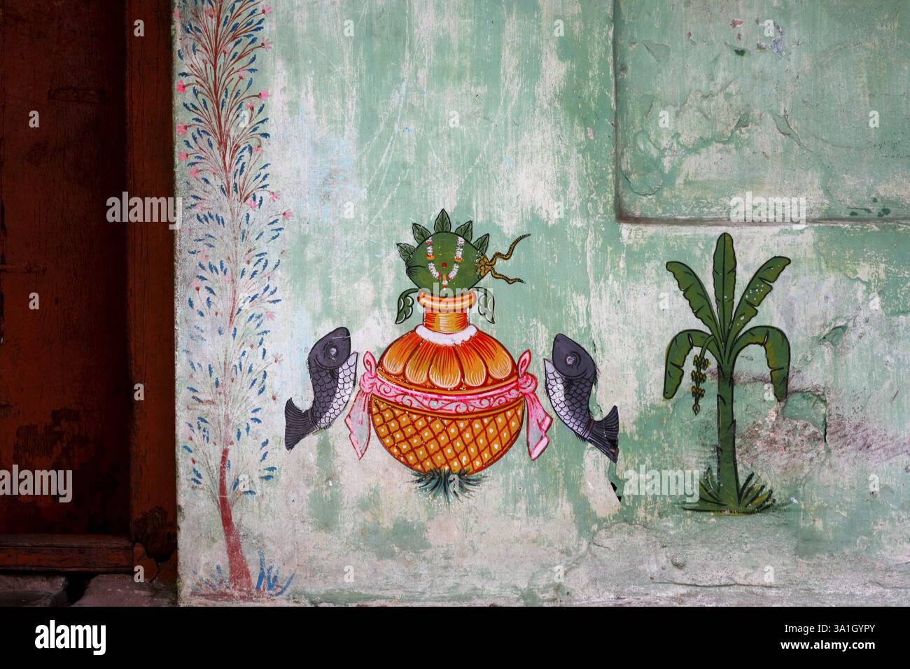 Wall painting, Puri, Orissa, India, Asia Stock Photo - Alamy