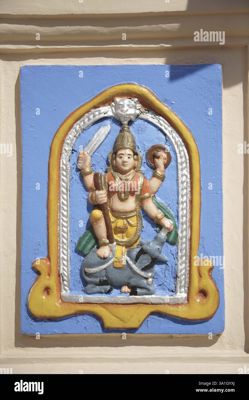 Colourful image of the Goddess on the side of the Lamp Tower ...