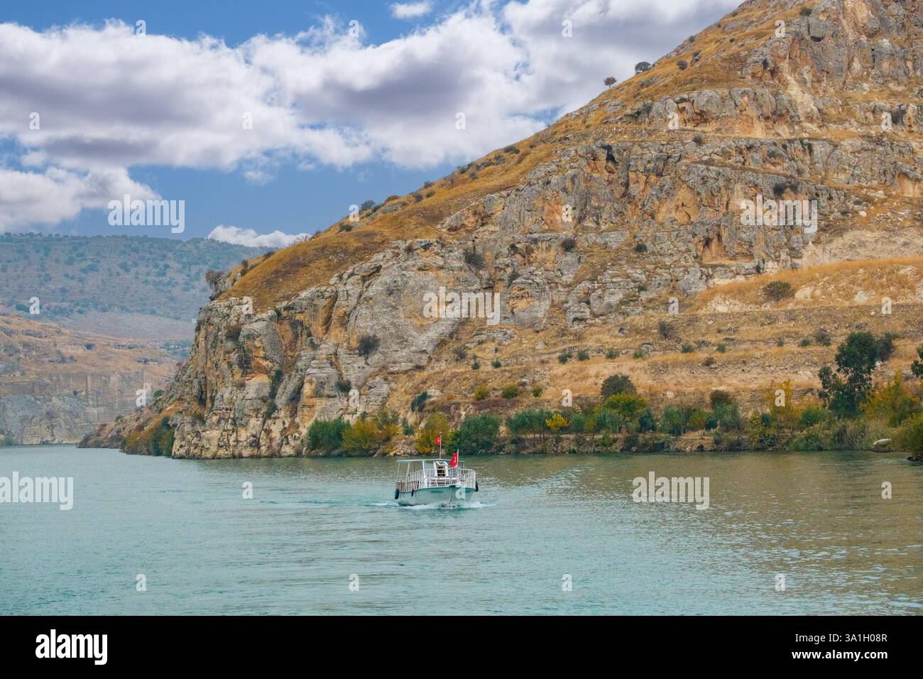 Halfeti, Turkey, Turkiye. Pleasure Bpoat Cruising on the Euphrates ...