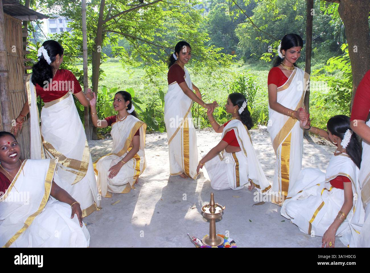 Women celebrating Onam festival, Kerala, India, Asia Stock Photo - Alamy