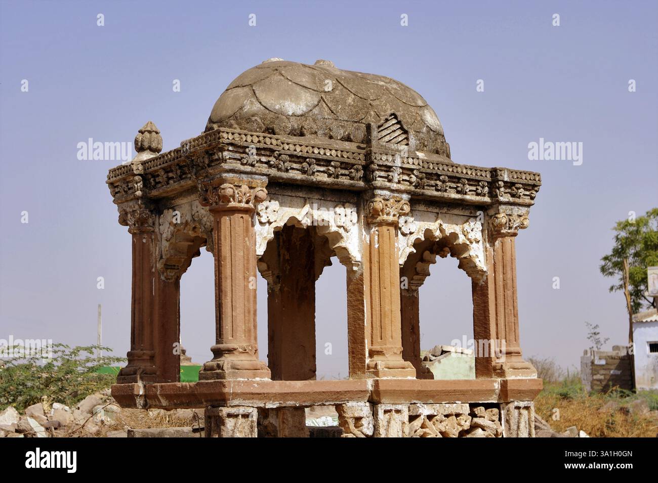 Ruins stone dome at muslim graveyard, kutch, Gujarat, India, Asia Stock ...