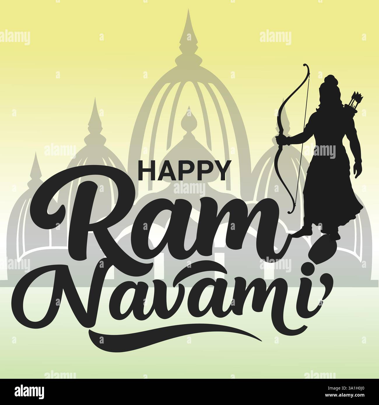 Silhouette of Lord Rama with bow arrow with Hindi text meaning Shree ...