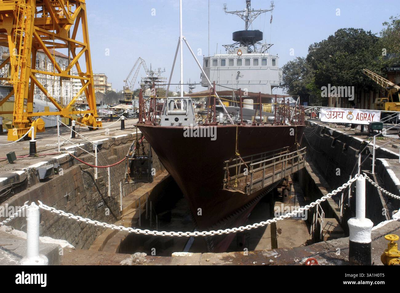 Ship parked at the naval dockyard, Bombay now Mumbai, Maharashtra ...