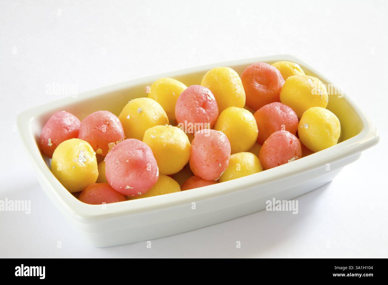 Indian food, sweet dessert angoor Bengali mithai bonbon small ball ...