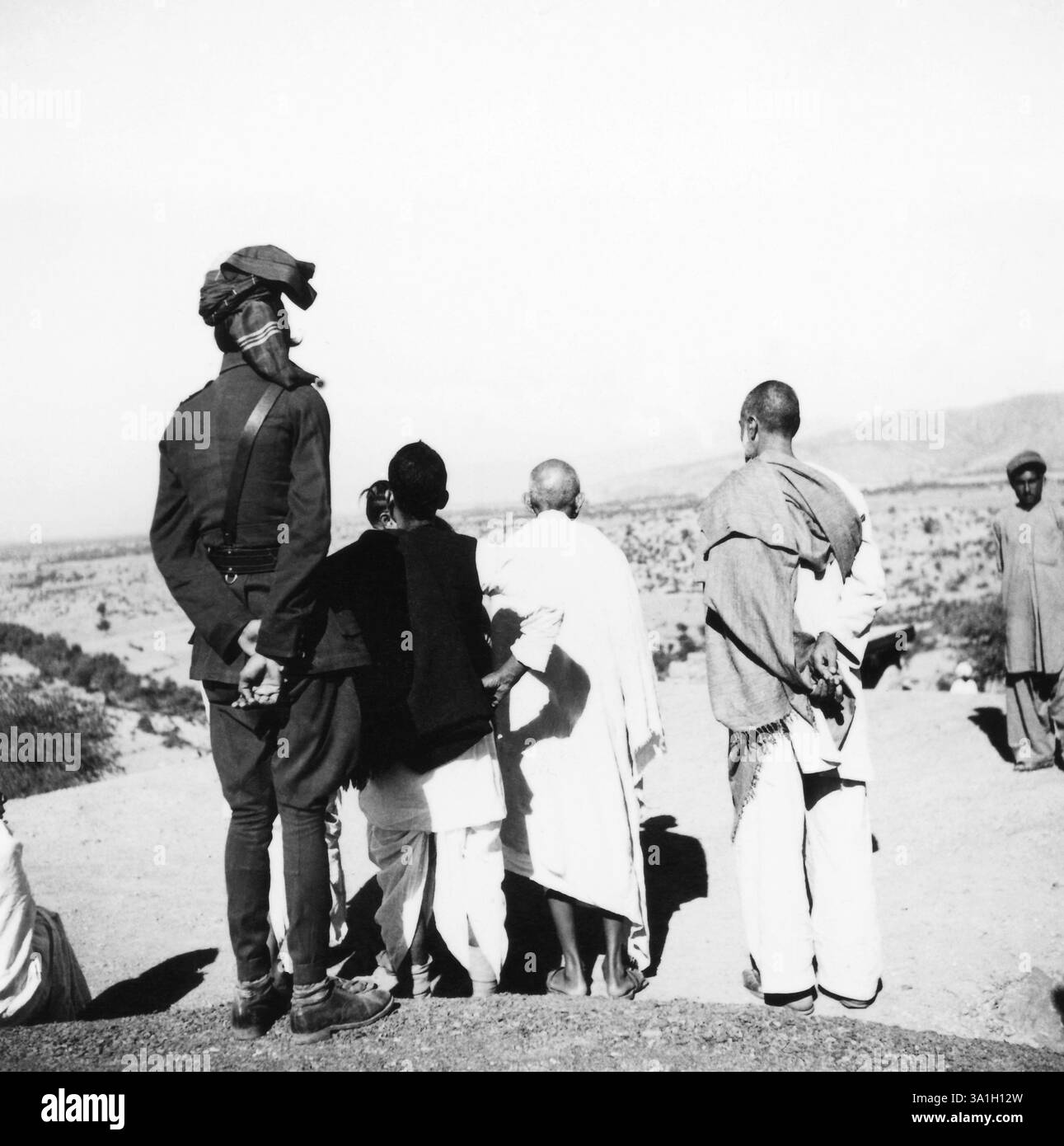 Khan Abdul Gaffar Khan, Mahatma Gandhi and others viewing the landscape ...