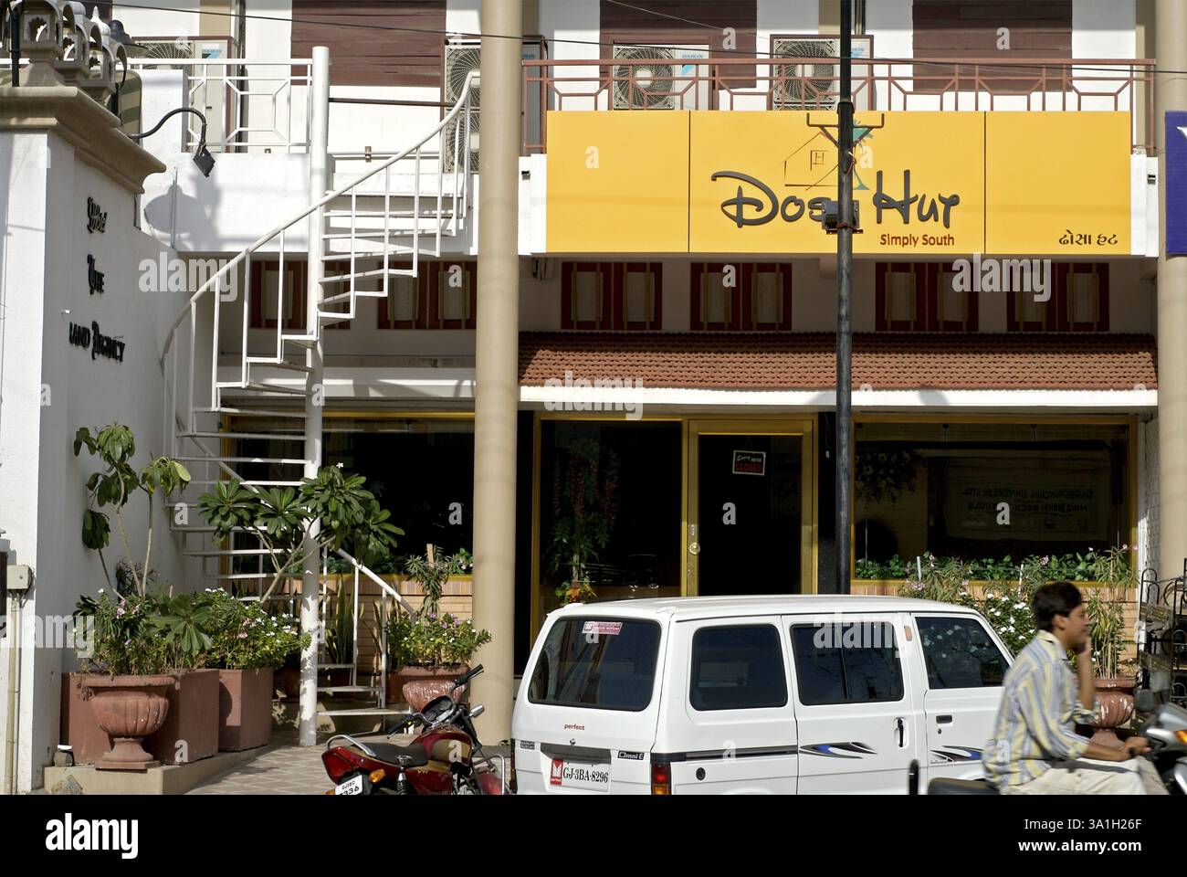 Open steel stair case of the grand regency at Rajkot, Gujarat, India ...