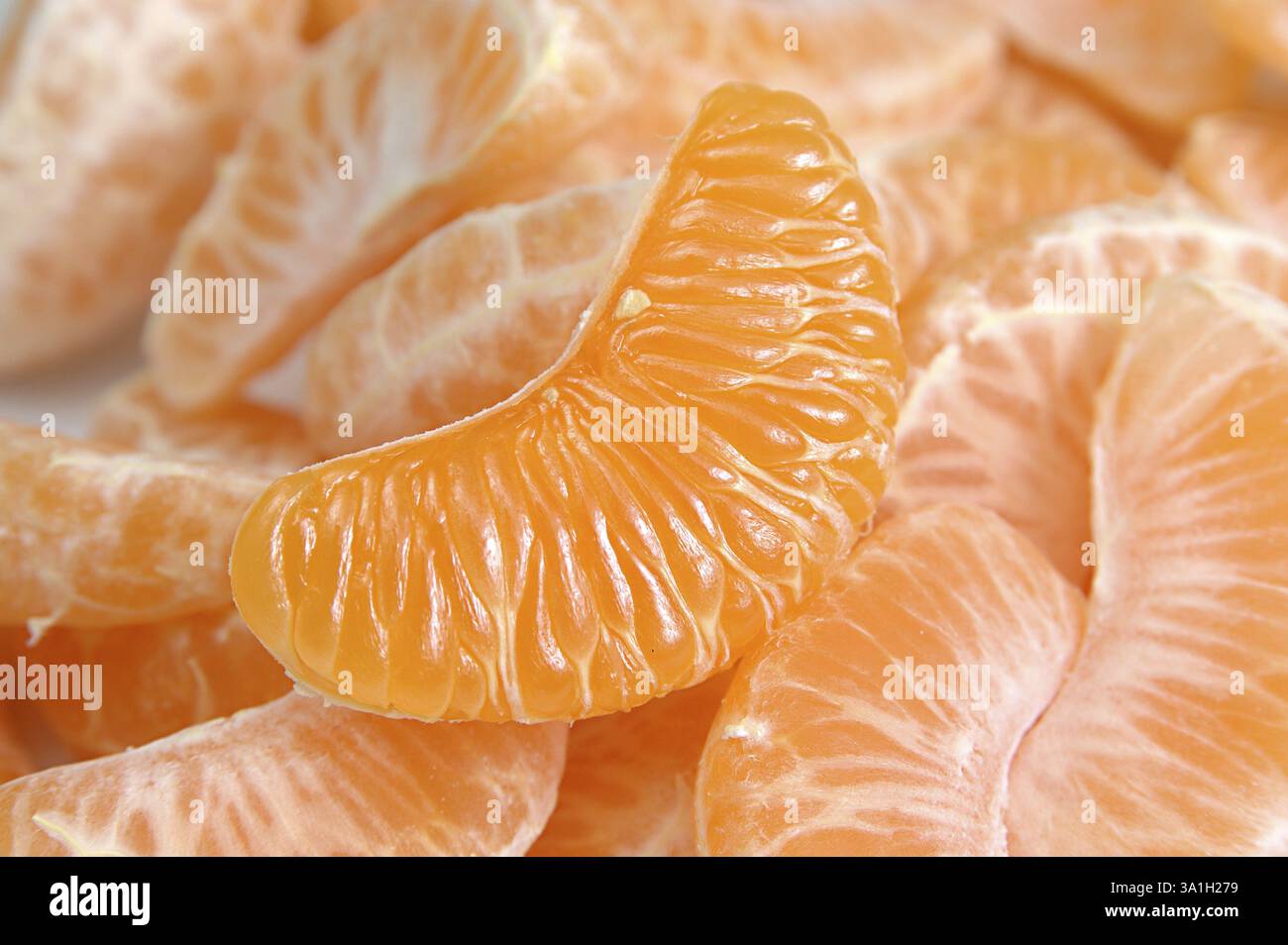 Fruit, Orange (Citrus reticulata, Clementin, Rutaceae) skin peeled ...