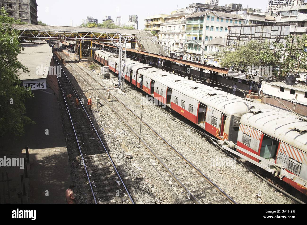 Suburban western railway local train station, Grant road, Bombay now ...