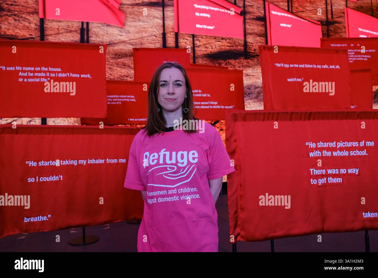 London, UK. 8th March, 2025. 'No Red Flag Is Too Small' is an immersive ...