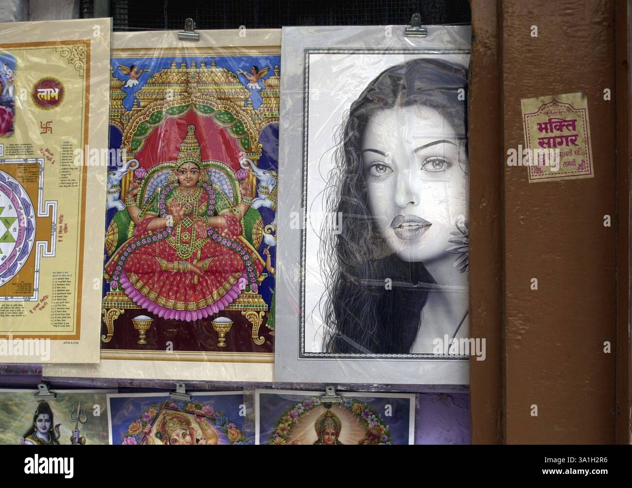 Display of many posters of goddess at shop, India, Asia Stock Photo - Alamy