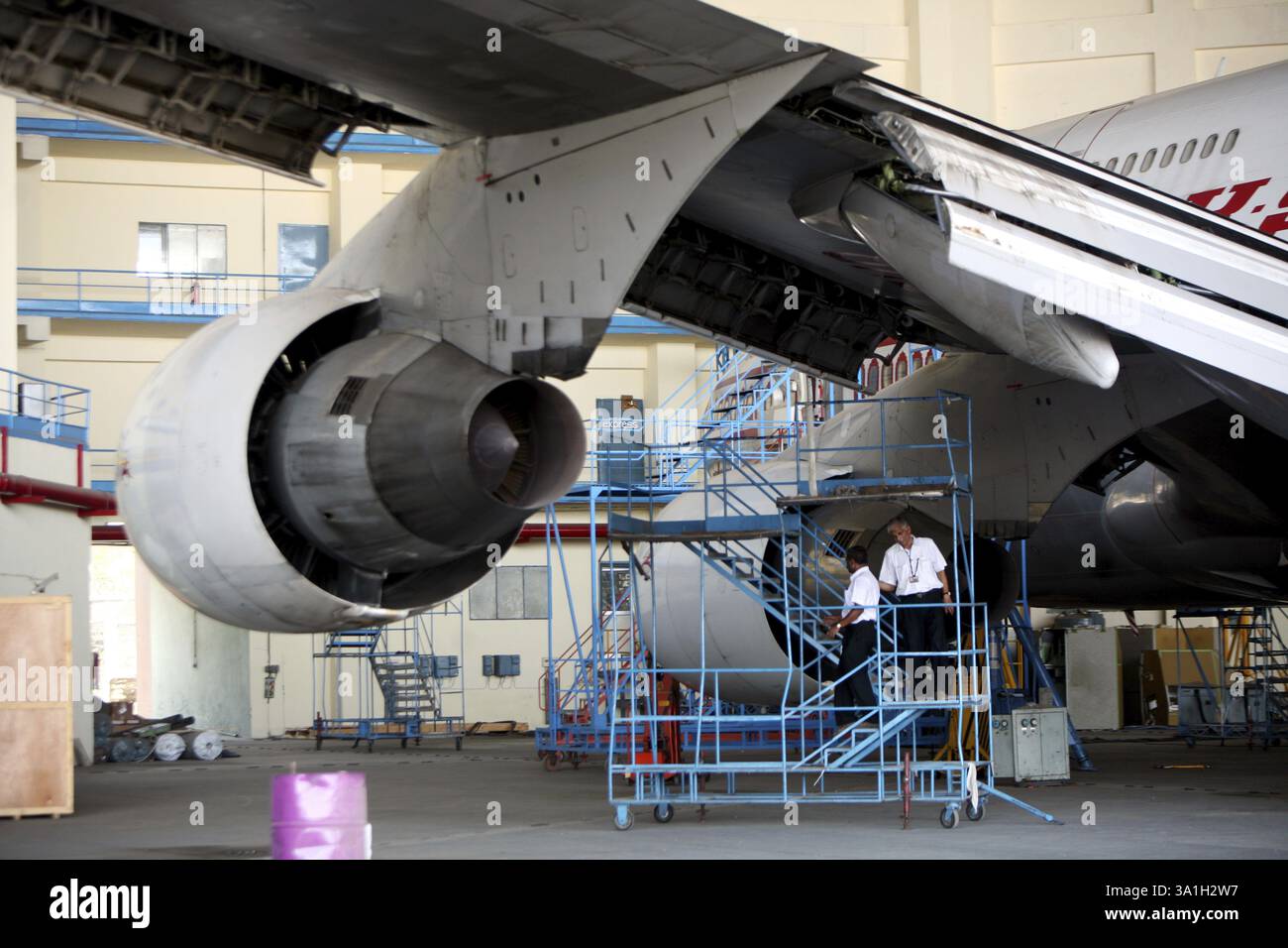 Boeing 747-400 parked for maintenance and repair at the hanger based in ...