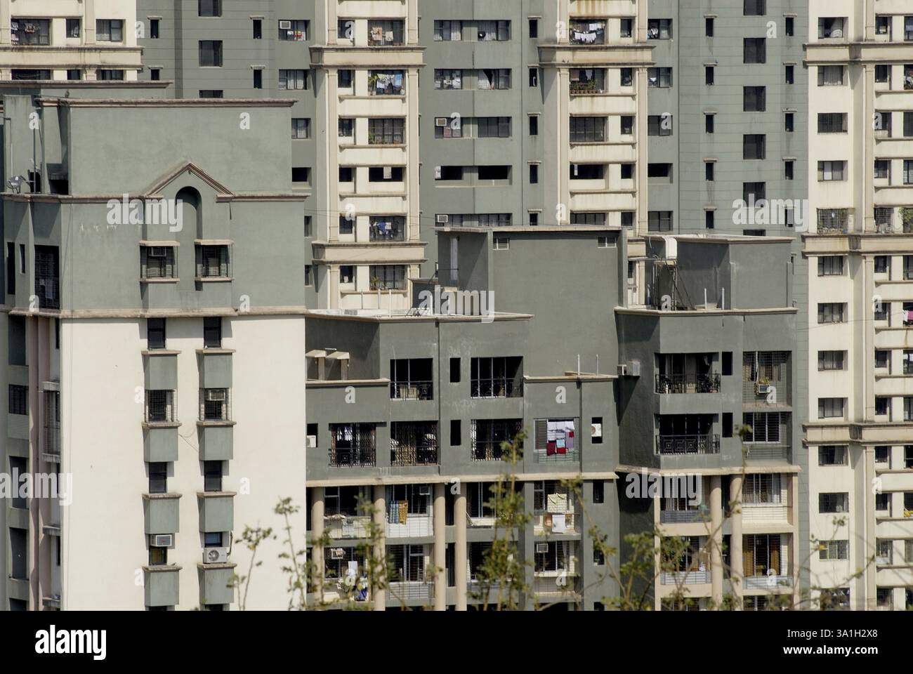 Close up of modern buildings windows and balconies at Bombay Mumbai ...