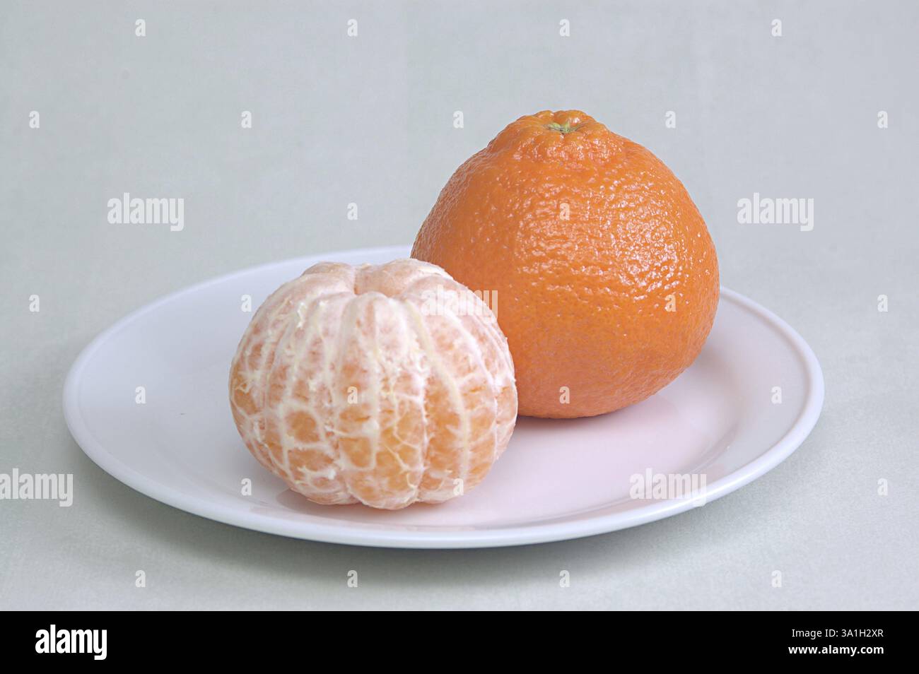 Fruit, one full Orange (Citrus reticulata, Clementin, Rutaceae) and one ...