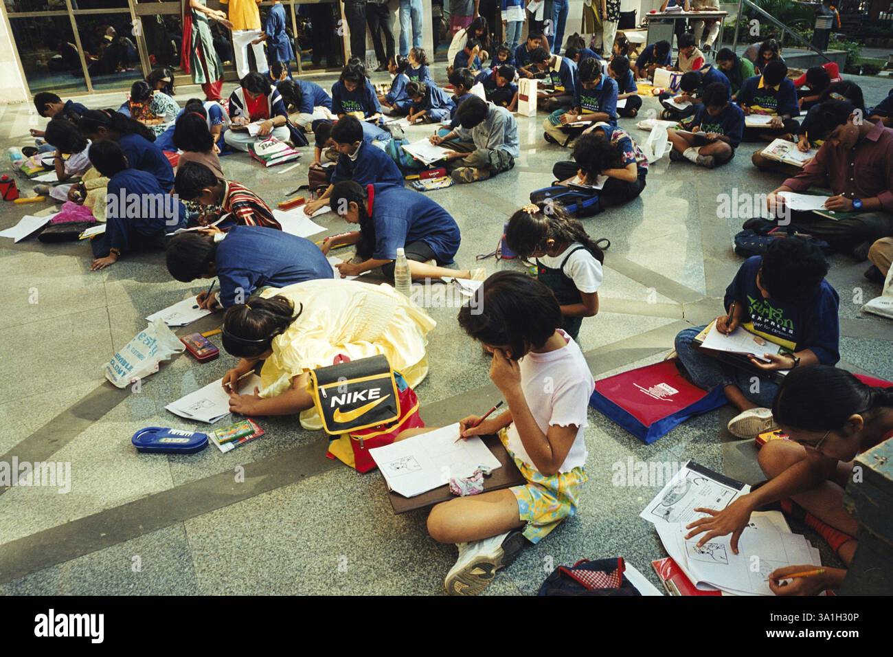 Children participating in cartoon competition Stock Photo - Alamy