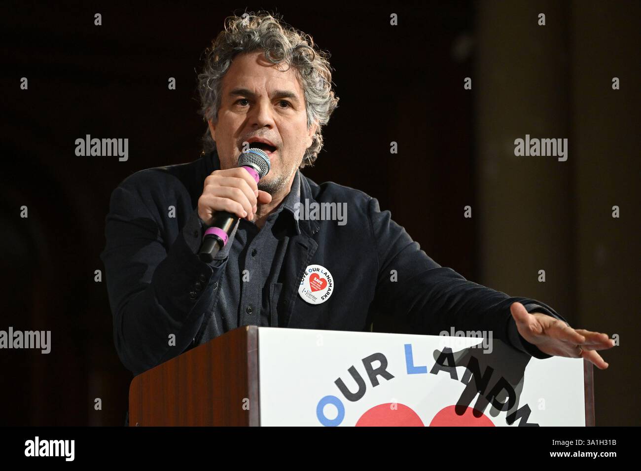 New York, USA. 08th Mar, 2025. Mark Ruffalo speaks at a rally for the ...
