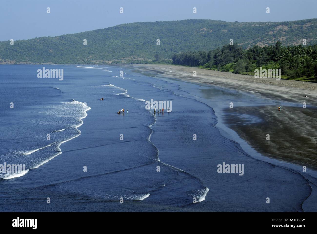 Aerial view of beach at Harihareshwar near Srivardhan, Dist Raigad ...