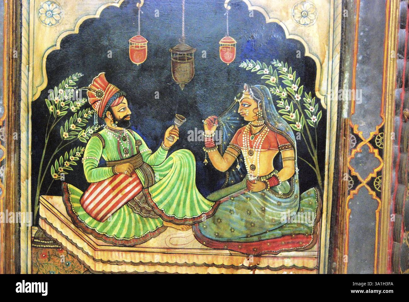 Painting in Bala Quila (Fort, 1737), Nawlgarh, Rajasthan, India, Asia ...