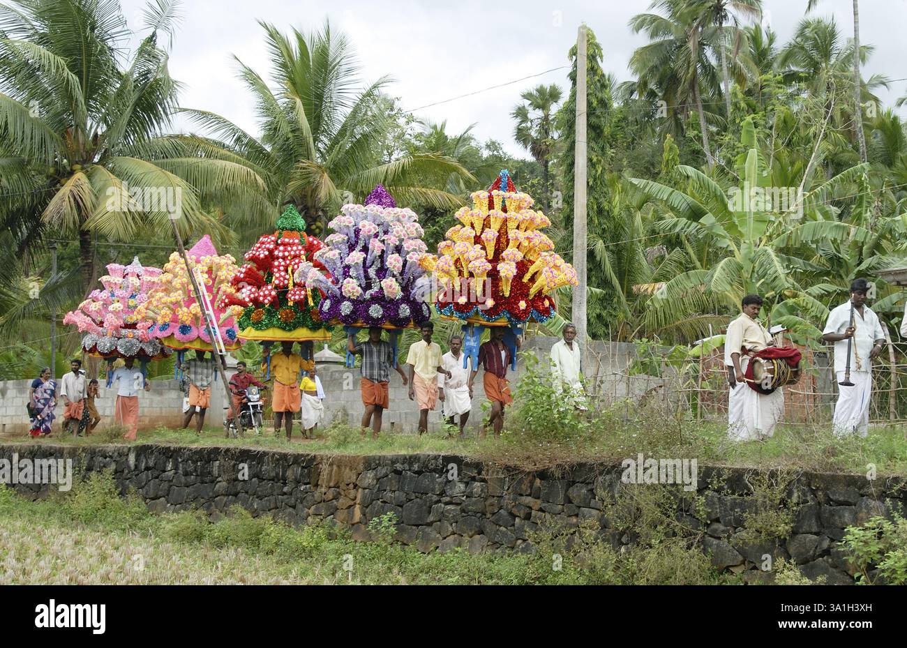 Musicians playing for temple festival, Kerala, India, Asia Stock Photo ...