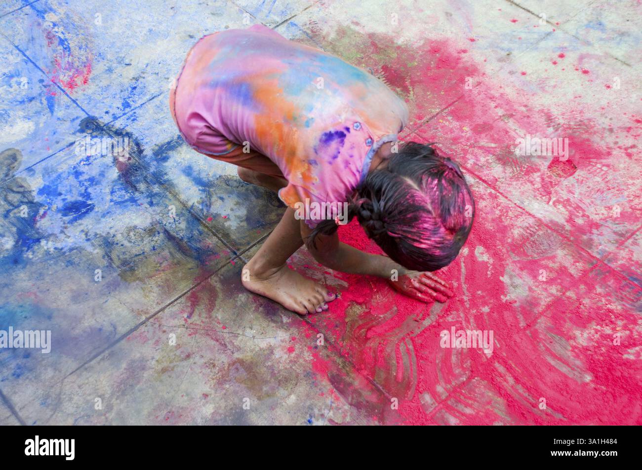 Single child playing holi at Ananta apartment at Bombay now Mumbai ...