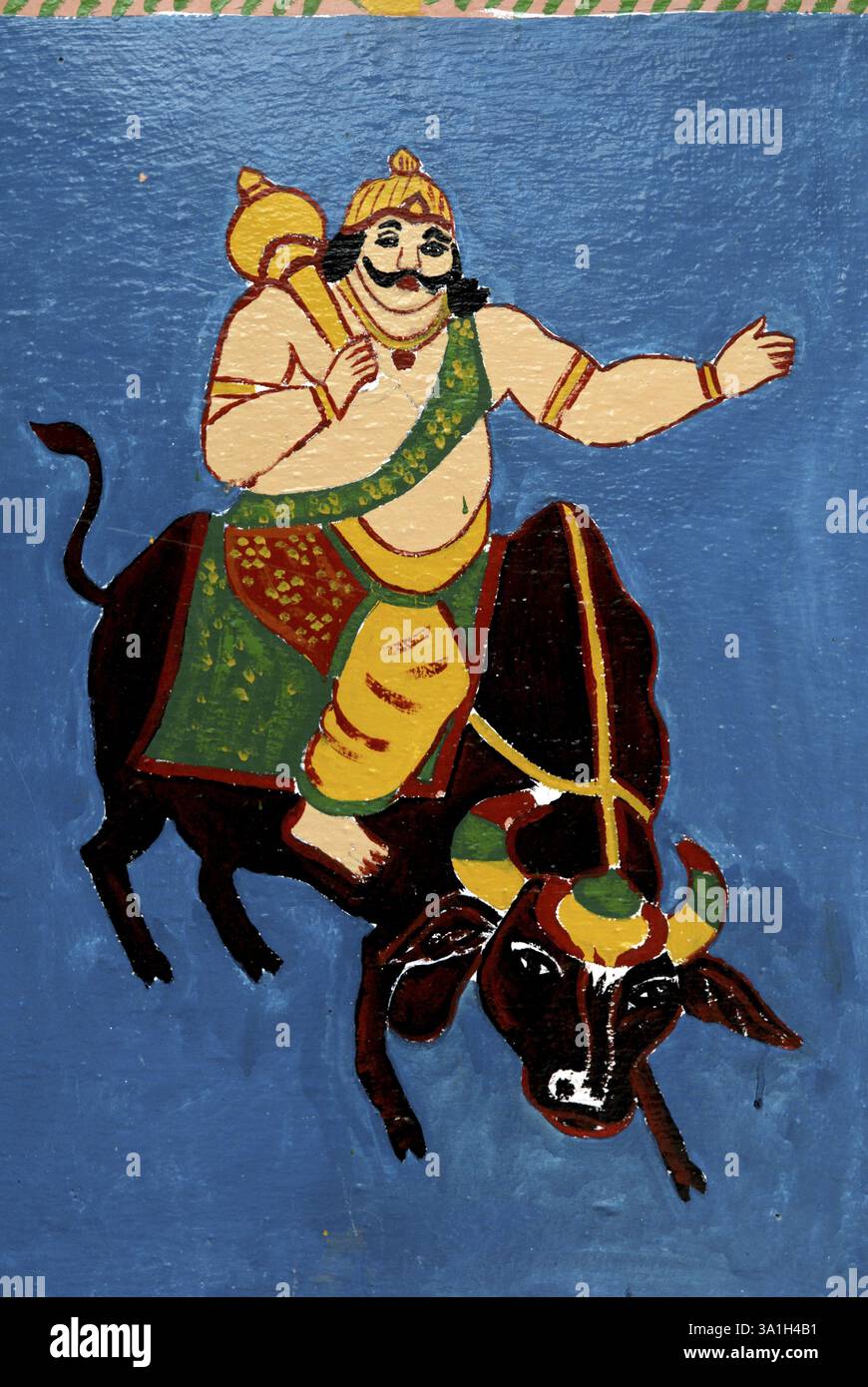 Picture of Hindu god Yam, Dilwara, Rajasthan, India, Asia Stock Photo ...