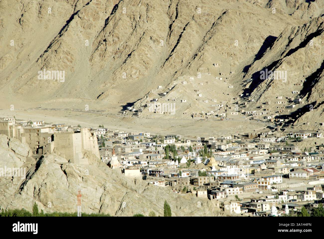 View of Leh from Shantistupa at Leh, Ladakh, Jammu & Kashmir, India ...