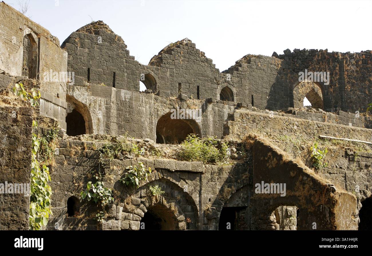 Parapet wall of fort Janjira, Murud Janjira, District Raigad ...