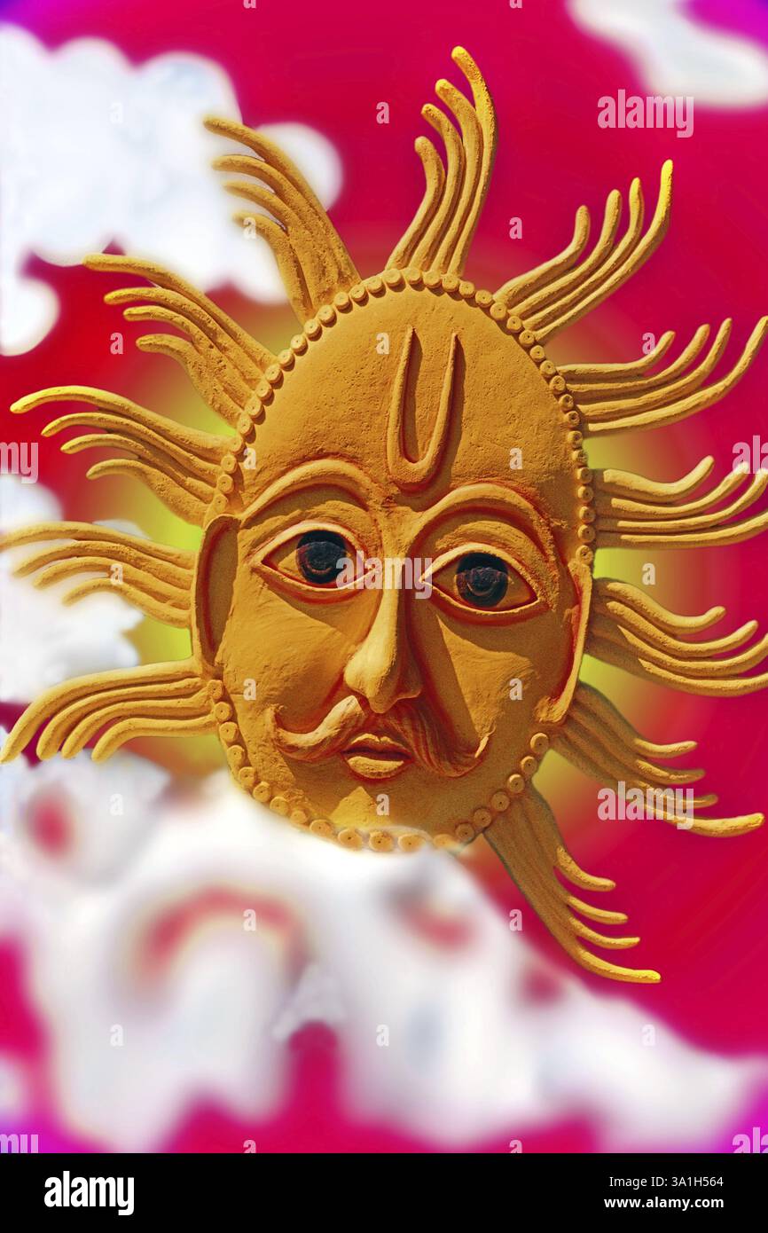 Representation of blazing Sun on artificial background Stock Photo - Alamy