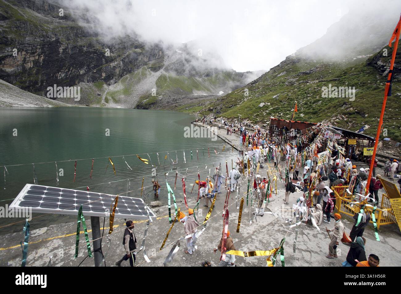 The Hemkund Lake at Sikhs shrine Shri Hemkund Sahib situated (4, 320 ...
