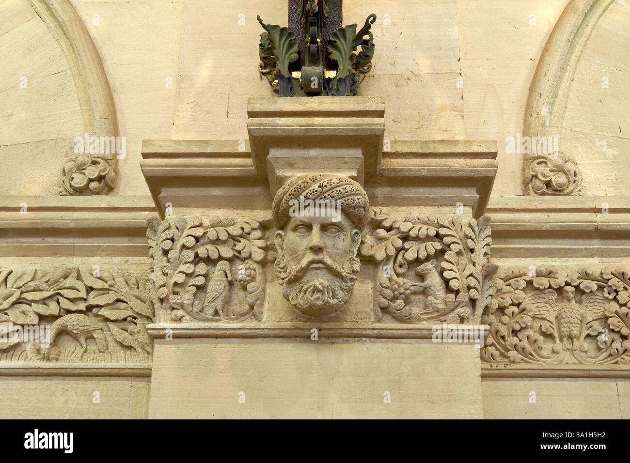 Sculpted decorative stone figures at the Mumbai University convocation ...