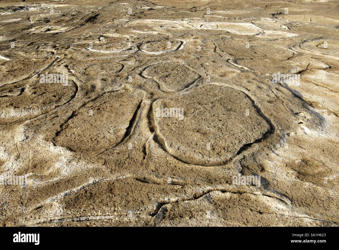 Splendid design made sea waves on igneous rocks lava volcano at ...
