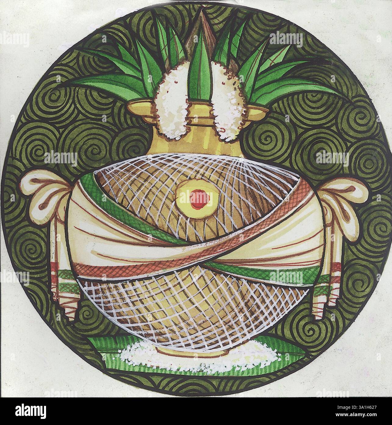 Manivelu, sriphala, purna-kumbha, artist manivelu, symbols, hindu ...