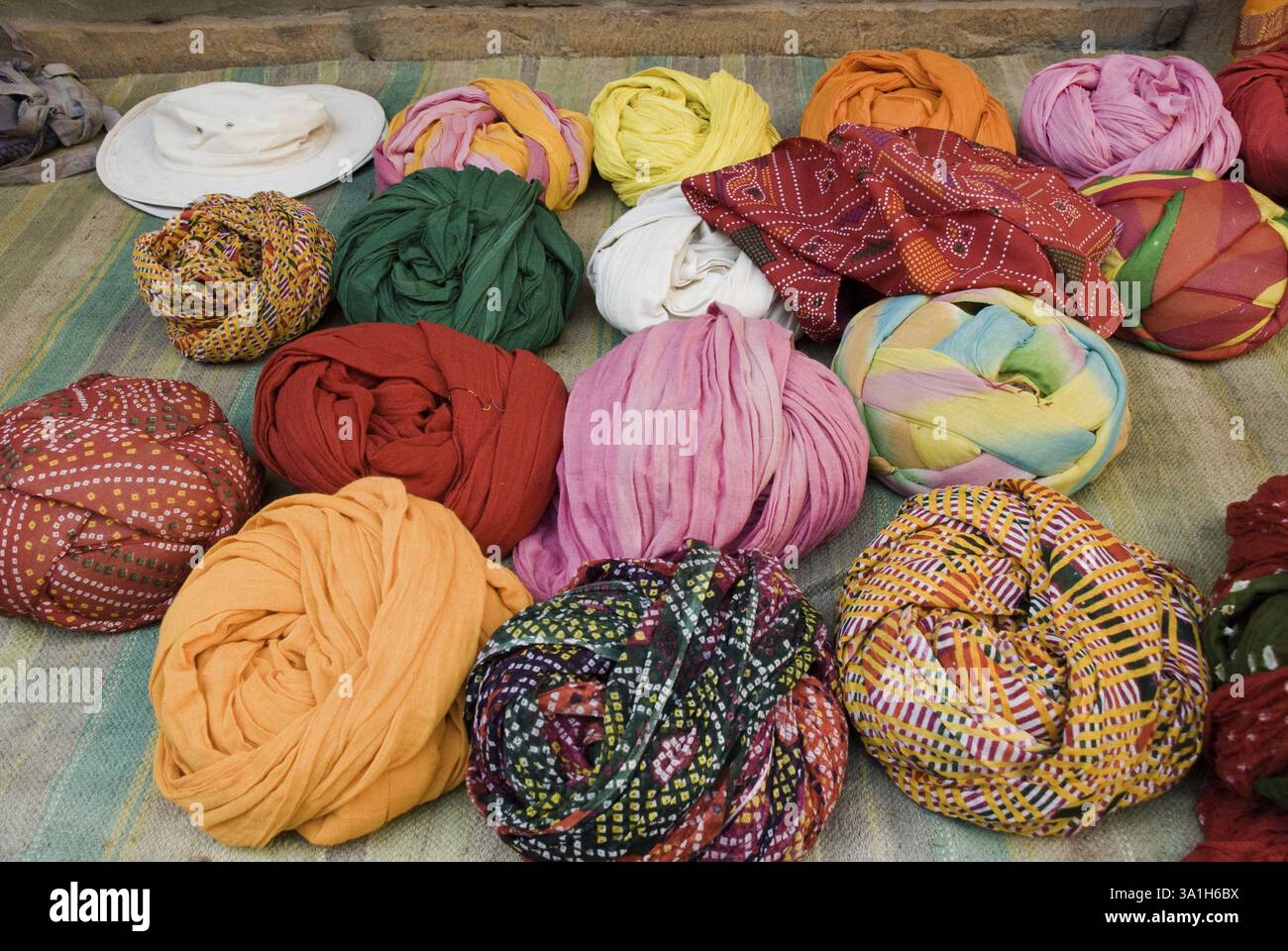 Typical traditional head dress PAGRI, Jaisalmer, Rajasthan, India, Asia ...