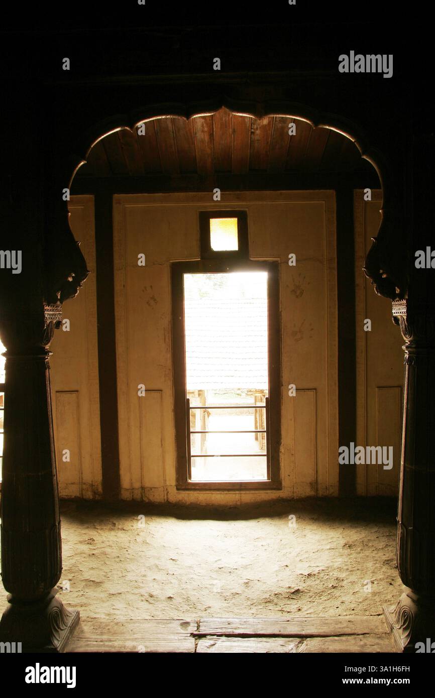 Interior of old heritage architectural structure called Wada of Nana ...