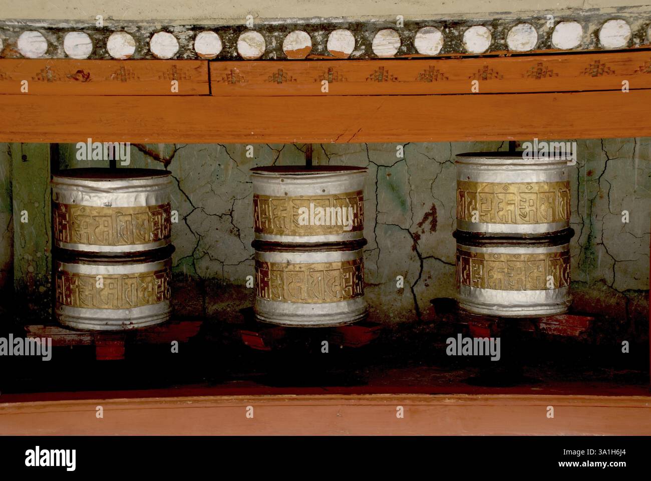 Prayer wheels at Hemis Monastery, Leh, Ladakh, Jammu & Kashmir, India ...