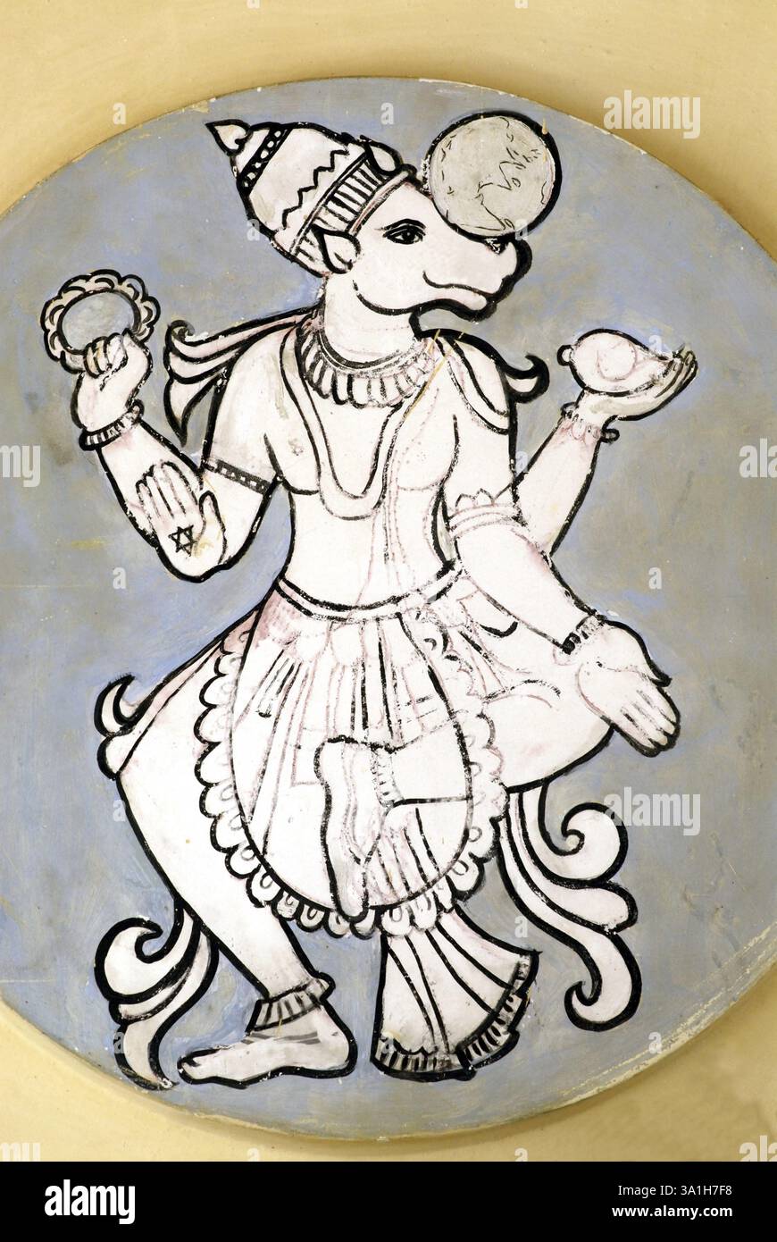 Wall painting of Varaha or the Boar, third incarnation of Lord Vishnu ...
