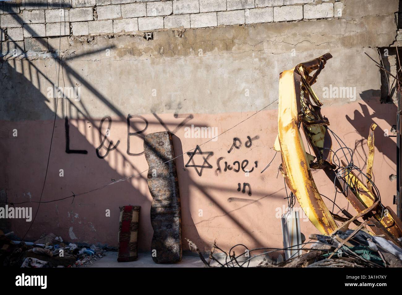 March 1, 2025, Aitaroun, Lebanon: Hebrew-language graffiti and a Star ...
