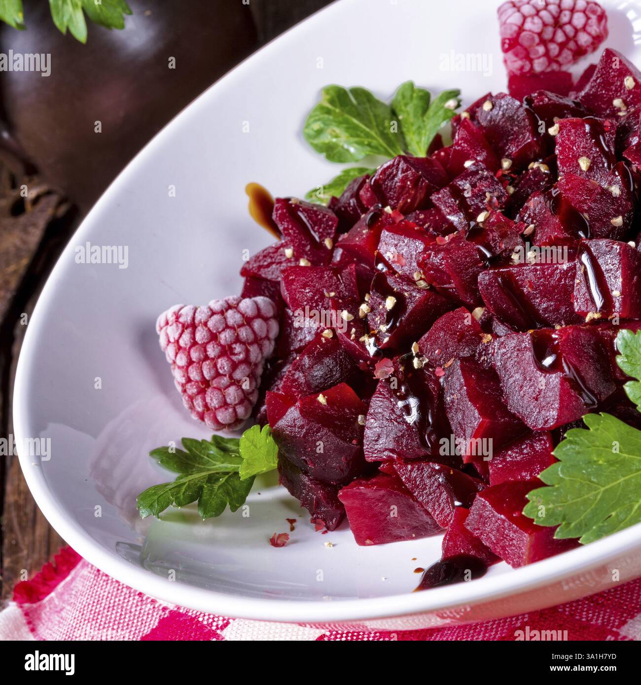 Beetroot salad with raspberries Stock Photo - Alamy