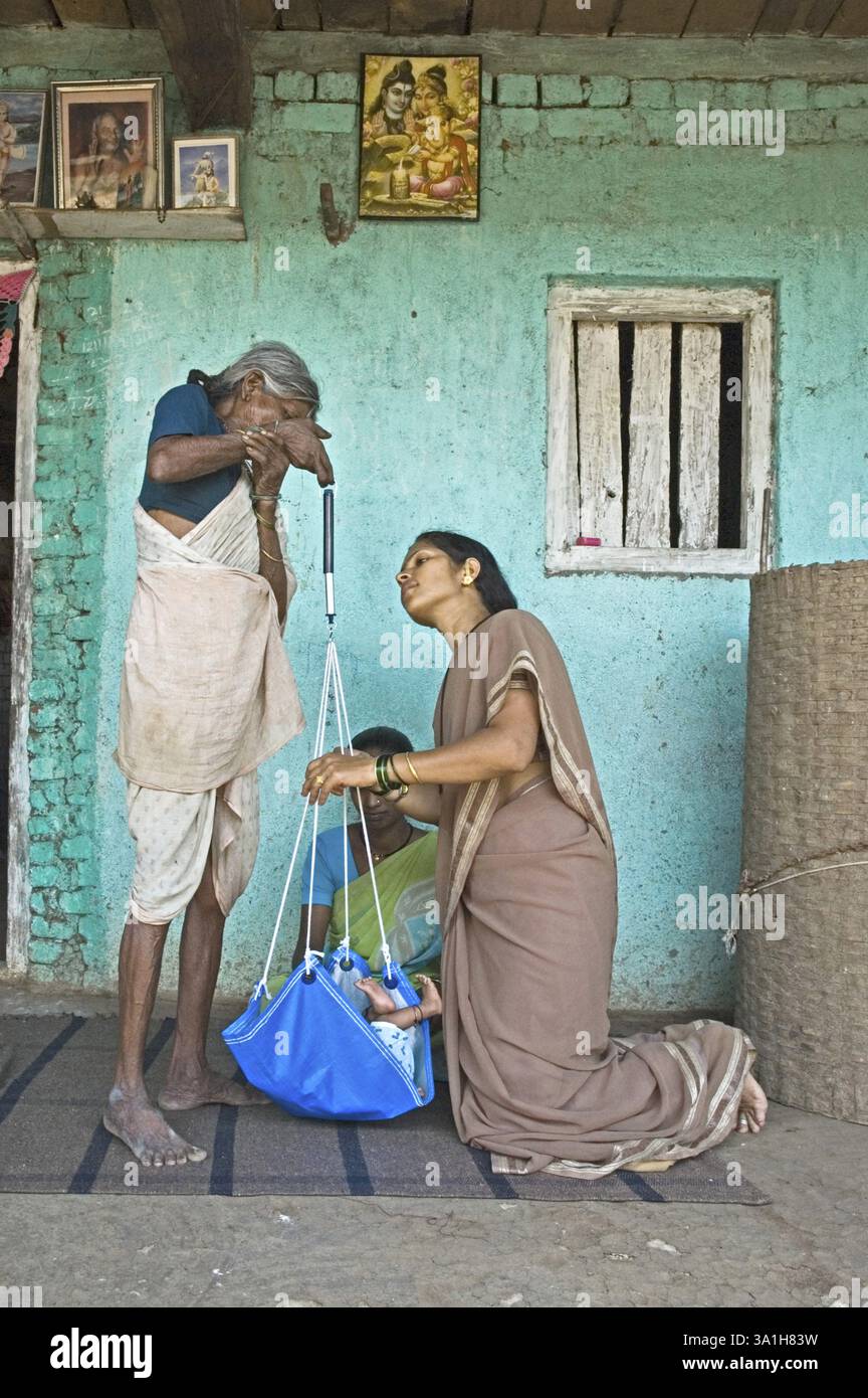Woman health volunteer explaining village 'dai' traditional midwife use ...