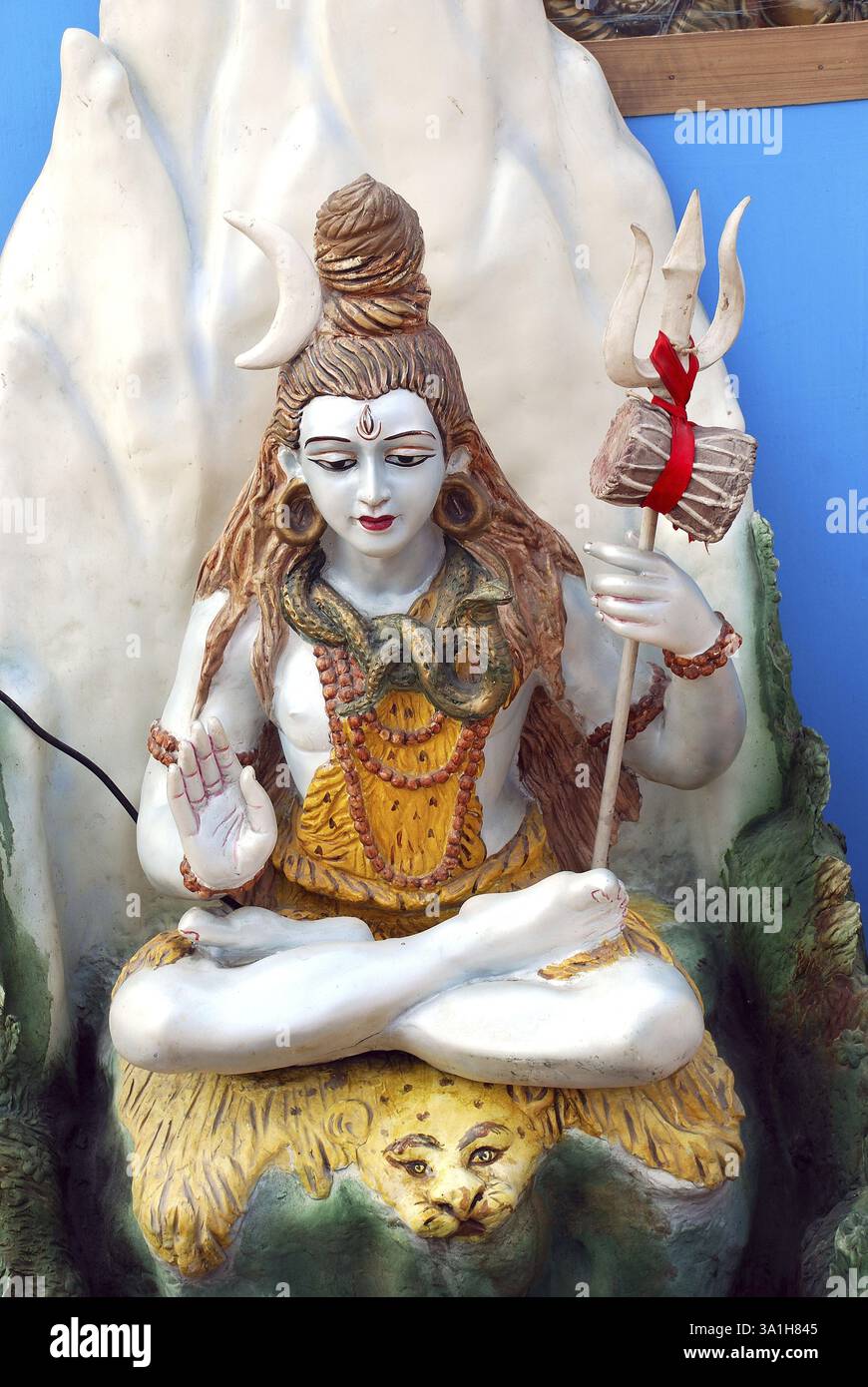 Lord Shiva statue sitting on tiger skin Stock Photo - Alamy