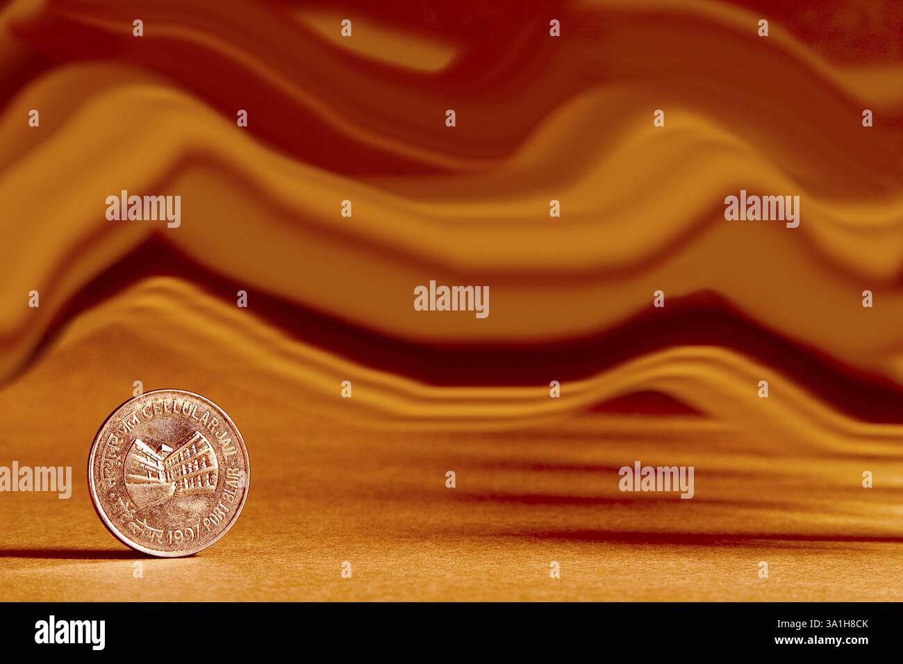 One single Indian currency one rupees coin and artistic background ...