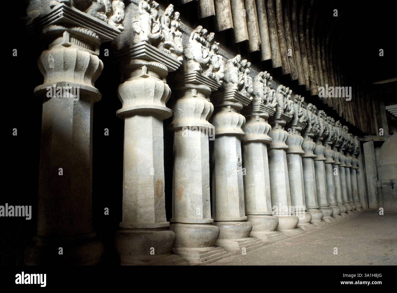Pillars in Buddhist Karla caves finest examples of ancient rock cut ...
